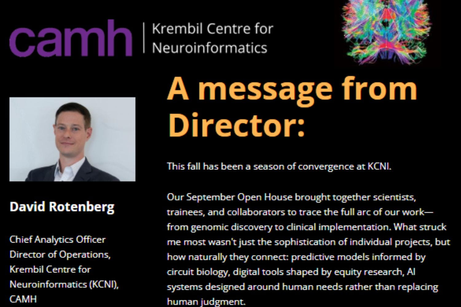 Krembil Centre for Neuroinformatics | CAMH
